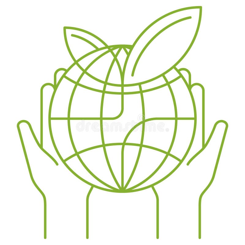Save Planet Icon - Hand and Globe in Thin Line Stock Vector ...