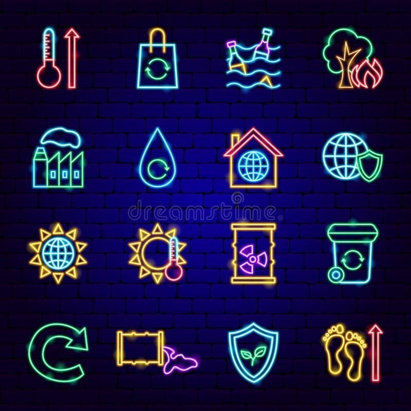 Save Planet Neon Icons stock illustration. Illustration of planet ...