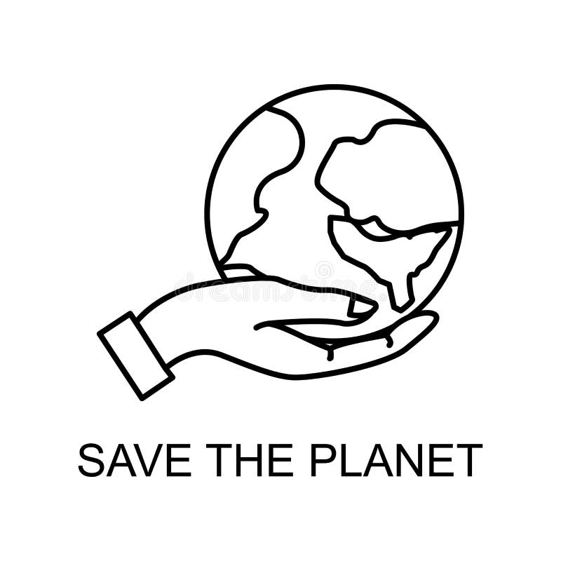 Save the Planet Outline Icon. Element of Enviroment Protection Icon ...