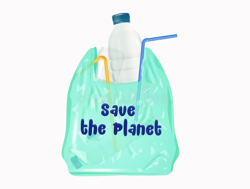Save the Planet from Plastic Stock Illustration - Illustration of ...