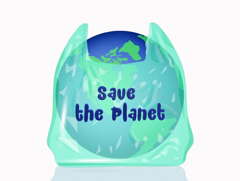 Save the Planet from Plastic Stock Illustration - Illustration of ...