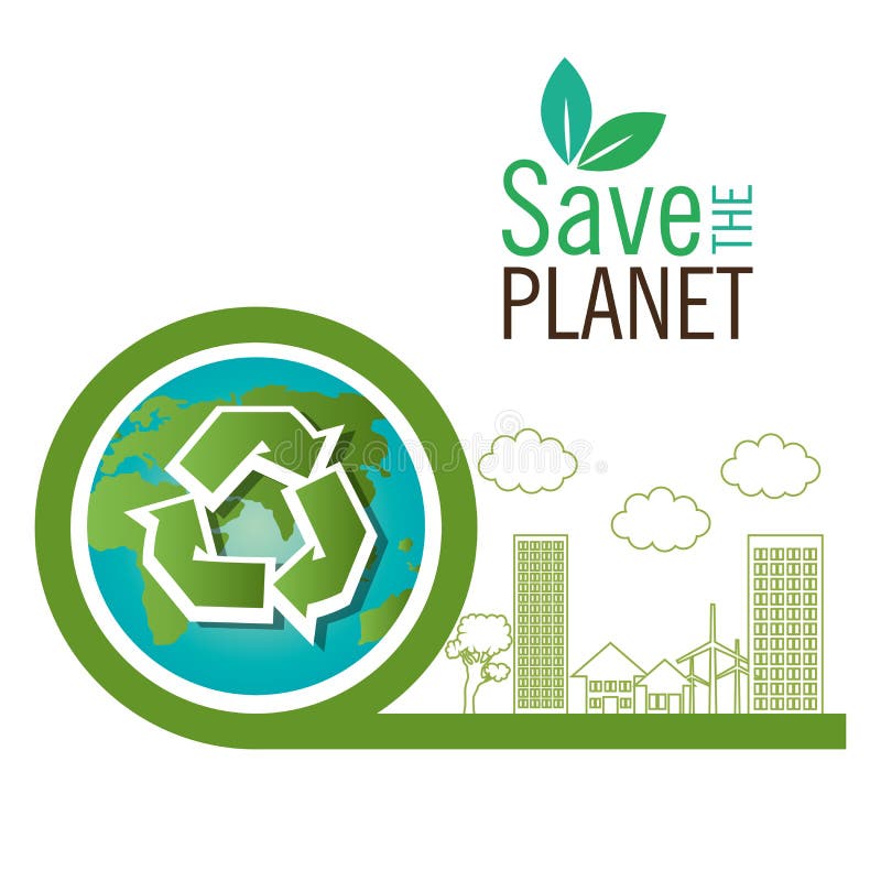 Save the Planet Recycle Eco Icon Stock Illustration - Illustration of ...