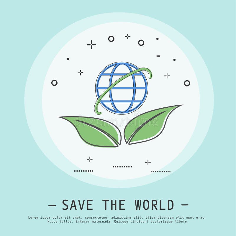 Save the Planet Vector Illustration. Modern Flat Thin Line Icon Design ...