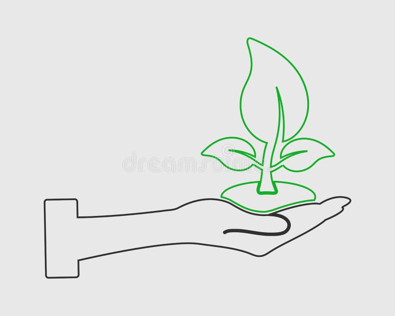Save Plant Concept with Green Leaves. Stock Illustration - Illustration ...
