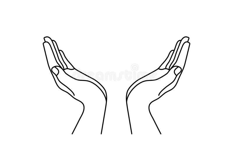 Save Protect Charity Hand Outline Line Art Background. Vector Hand ...