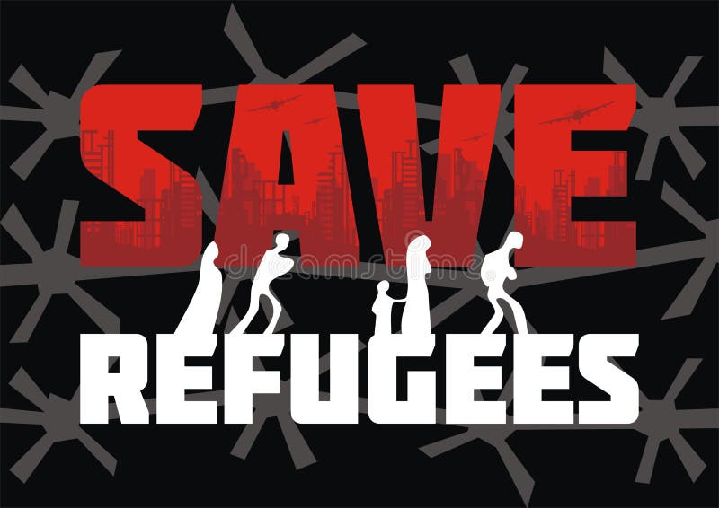 Save refugees poster stock vector. Illustration of banner - 86351986