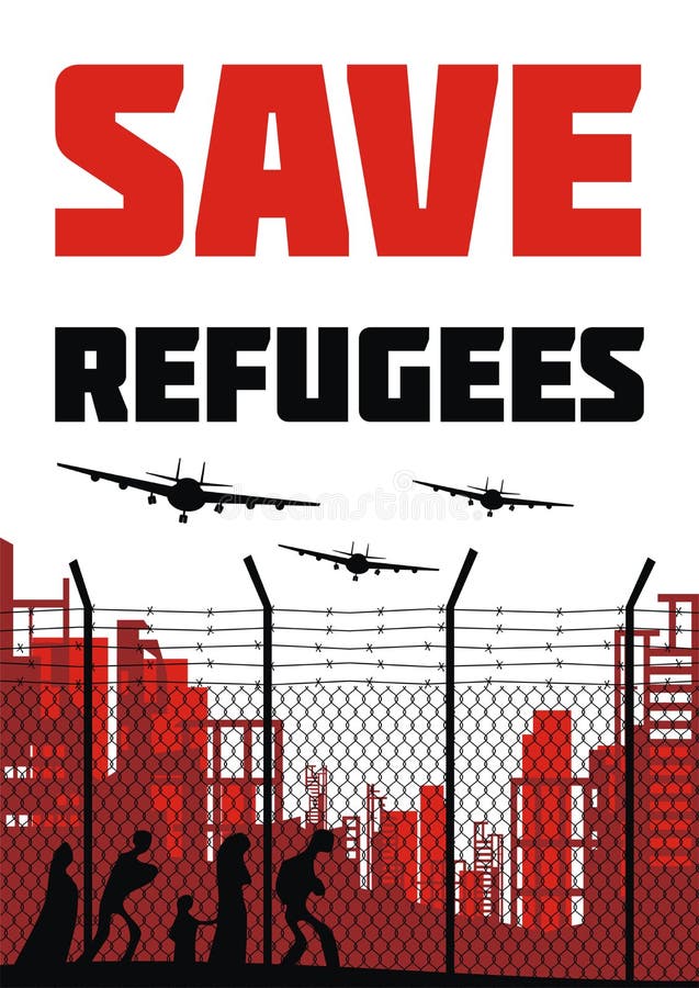 Save refugees poster stock vector. Illustration of banner - 86351986