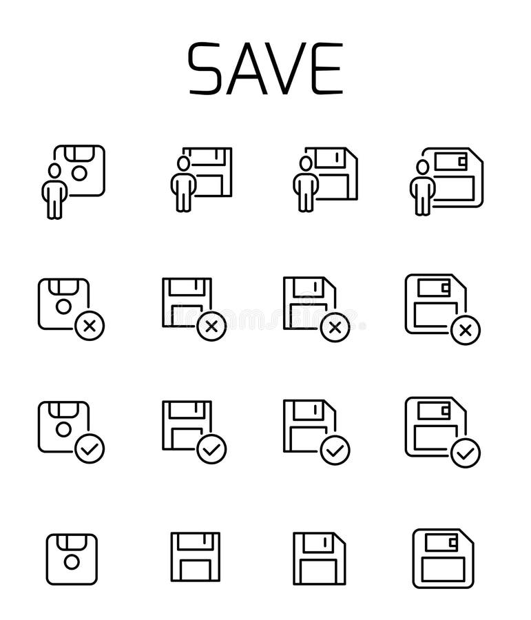 Save Related Vector Icon Set Stock Vector - Illustration of graphic ...