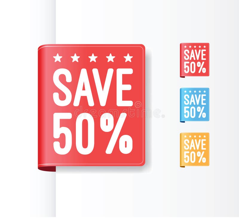 Save 50 Ribbons stock vector. Illustration of percent - 202616586