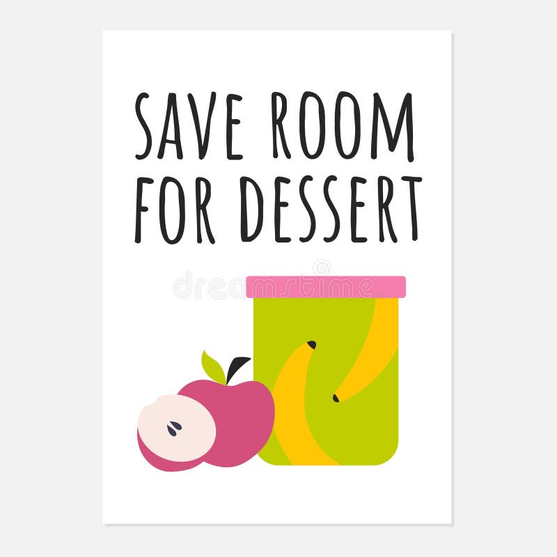 Save Room for Dessert Kitchen Poster Design with Apples and Jar. Stock ...