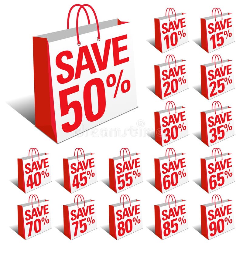 Save Shopping Icon Bags with Percentage Discount Stock Vector ...