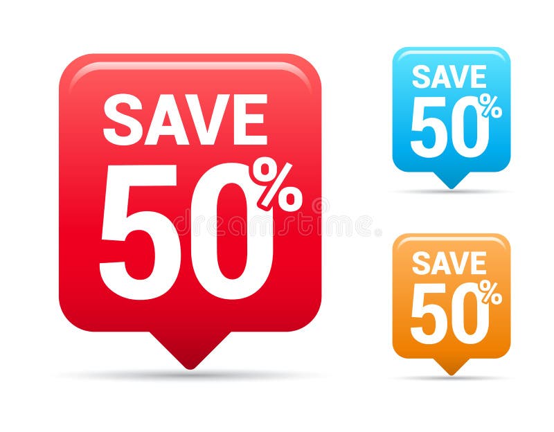 Save 50 Tags stock vector. Illustration of sticker, sell - 199091527