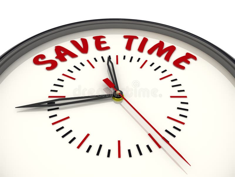 Save time. Clock with text stock illustration. Illustration of object ...