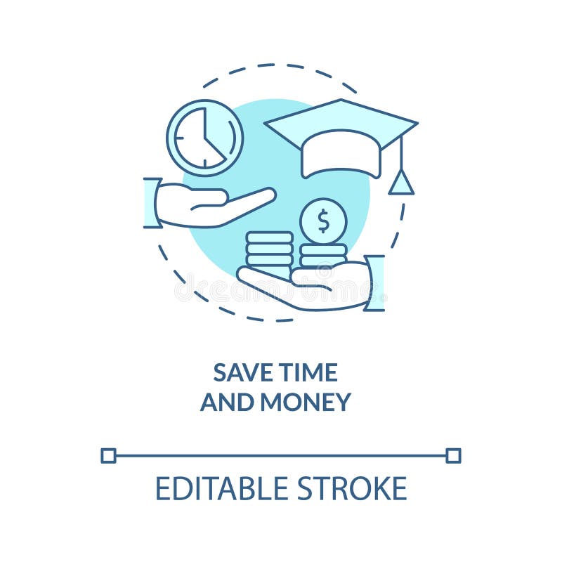 Save Time and Money Turquoise Concept Icon Stock Vector - Illustration ...