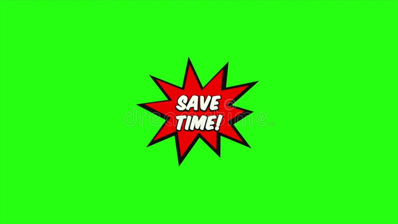 Save Time Text Animation with Comic Style on Green Screen Background ...