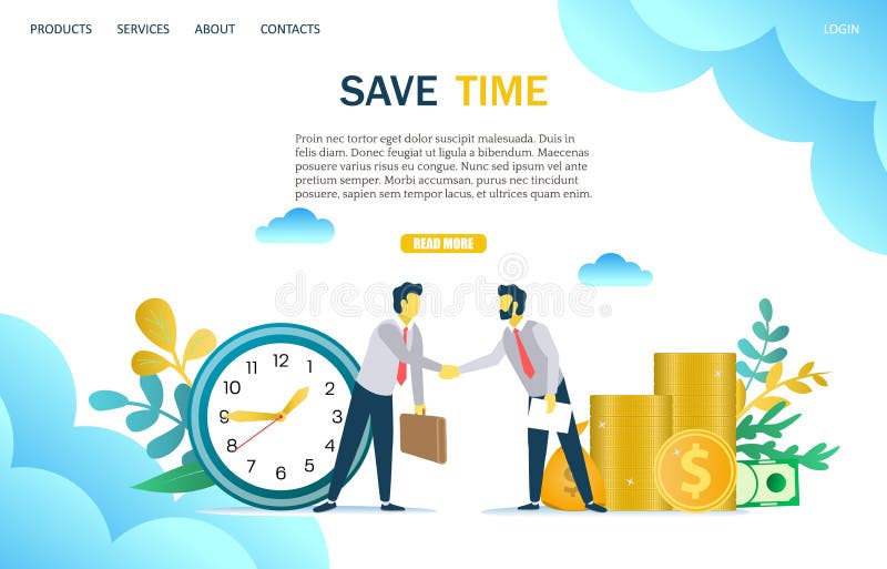 Save Time Vector Website Landing Page Design Template Stock Vector ...