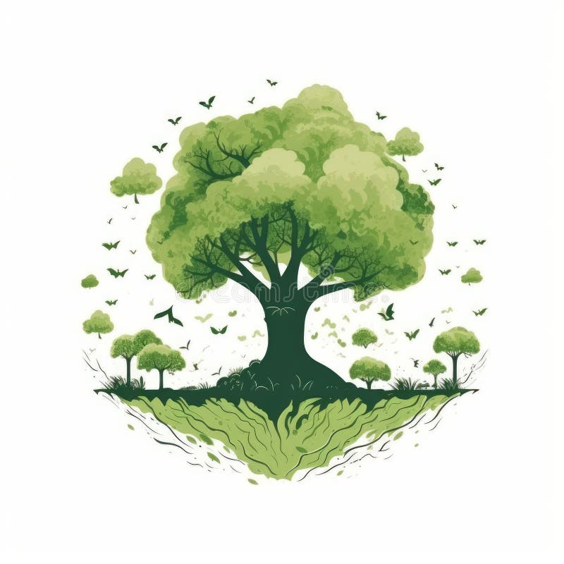 Save Tree Save Earth Icon Generative AI Stock Illustration ...