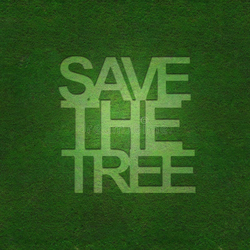 Save the Tree on Grass Texture Stock Illustration - Illustration of ...