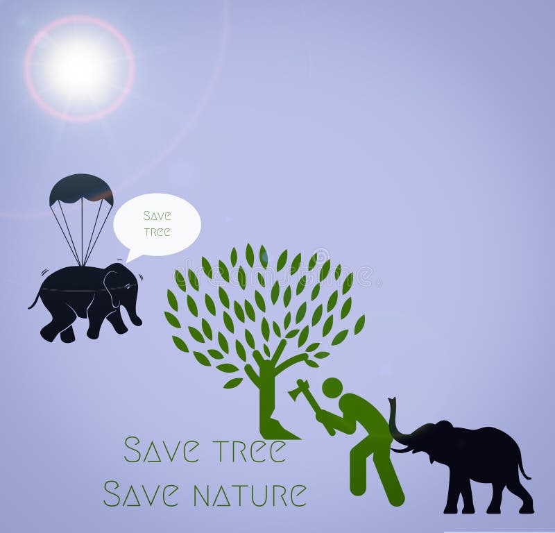 Save Tree Illustration Design Stock Illustration - Illustration of ...