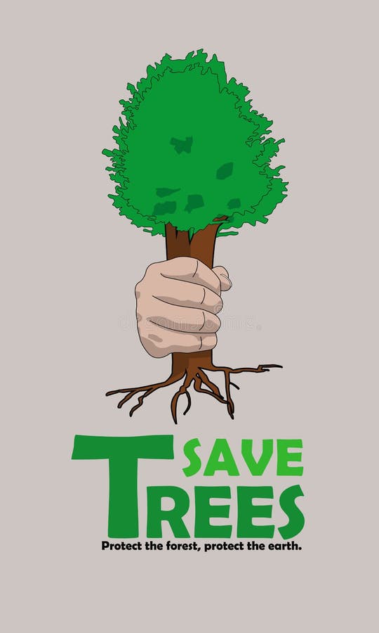 Save Trees stock vector. Illustration of school, brochure - 243280164