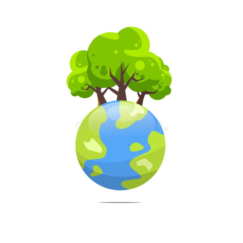 Save Trees Vector Illustration. Vector Illustration of Planet with ...