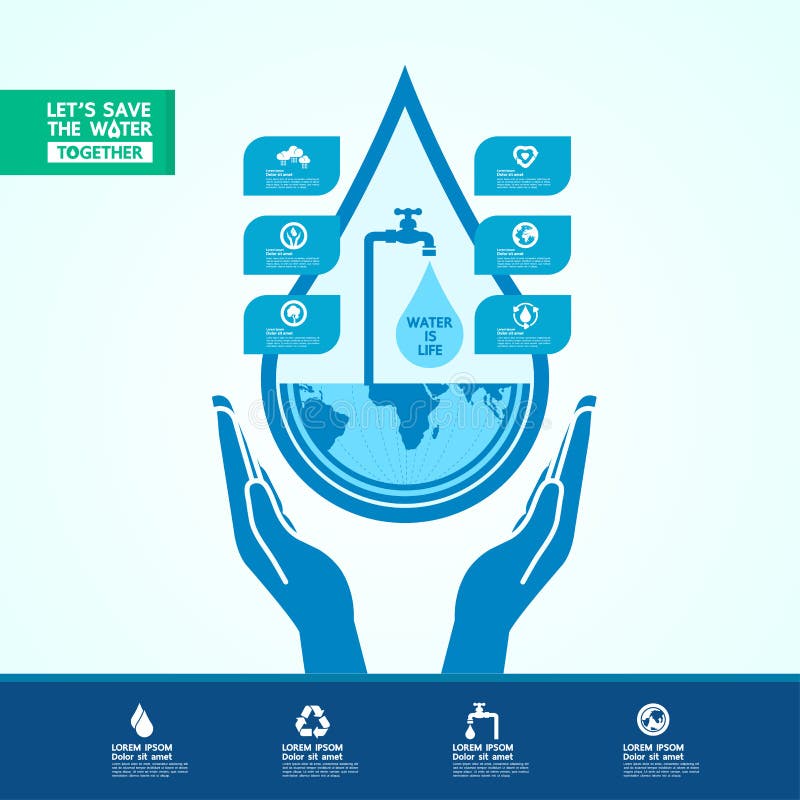 Save the Water for Green Ecology World Vector Illustration. Stock ...