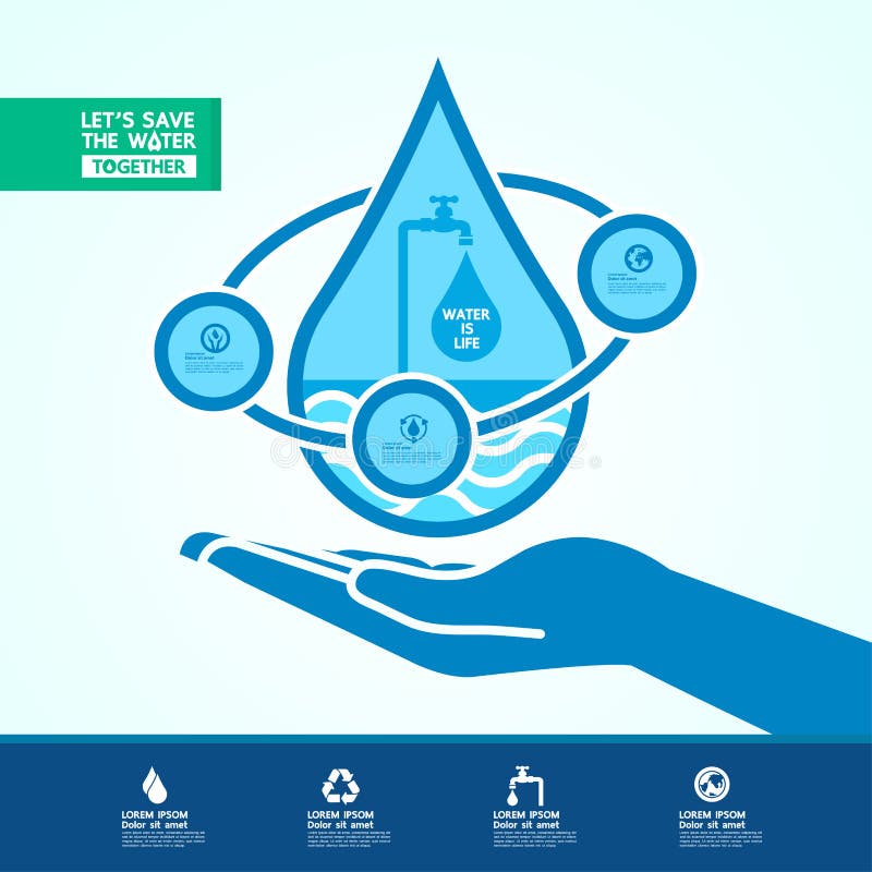 Save the Water for Green Ecology World Vector Illustration. Stock ...