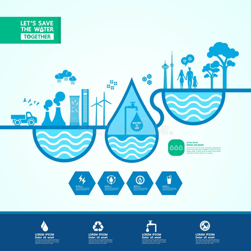 Save the Water for Green Ecology World Vector Illustration. Stock ...