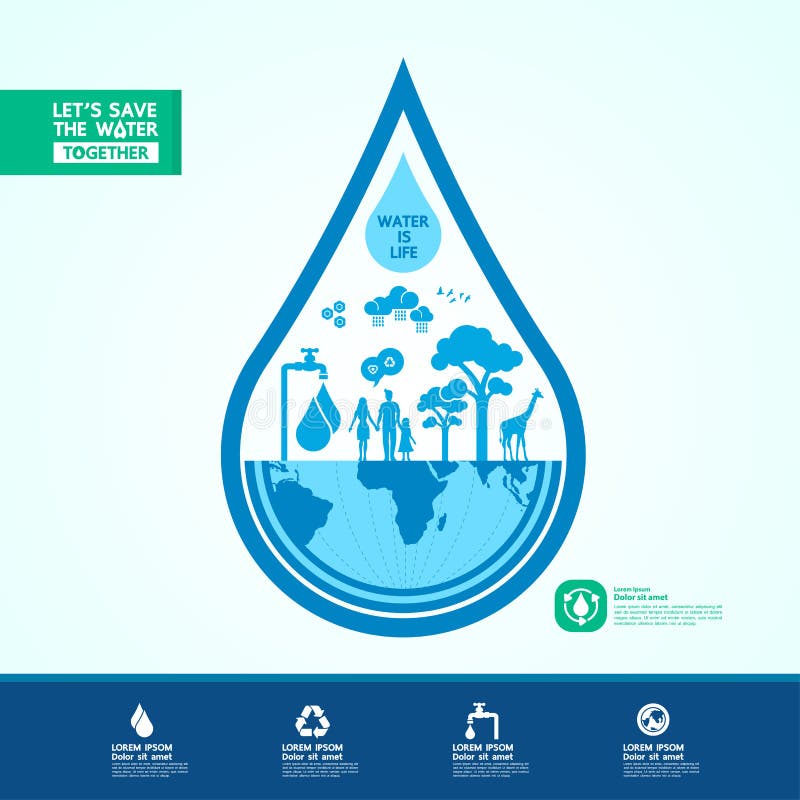 Save the Water for Green Ecology World Vector Illustration. Stock ...