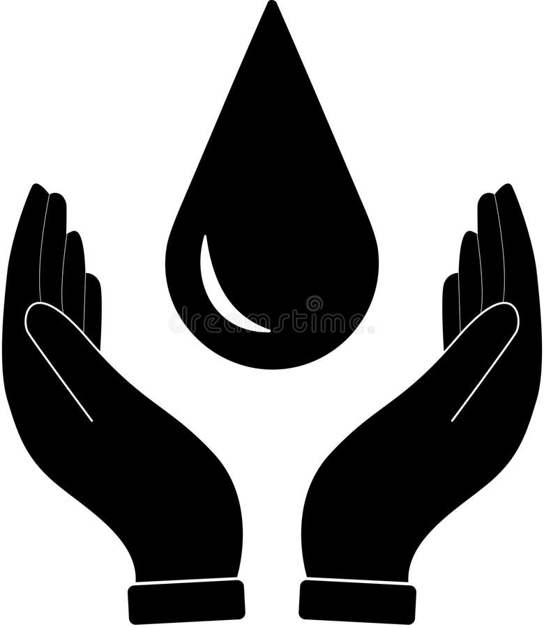 Save Water with Both Hand Symbol, Water Drop in Hand, Save Water Symbol ...