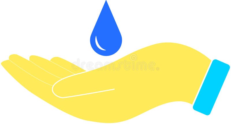 Save Water Color with Hand Symbol, Water Drop in Hand, Save Water ...