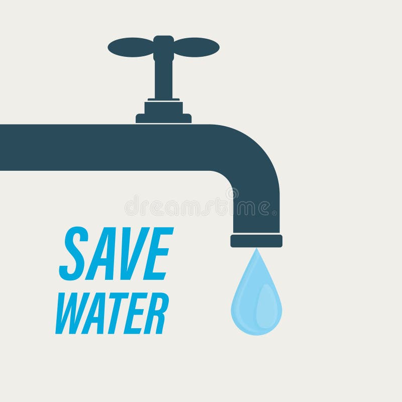 Save Water, Concept Banner. Water Tap and Large Drop Stock Vector ...