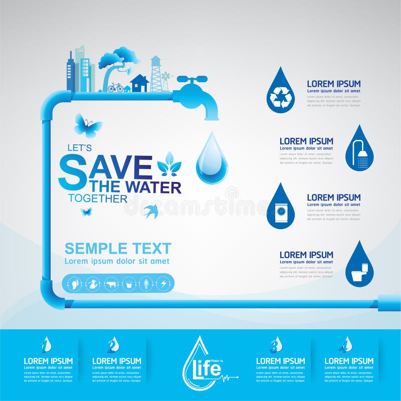 Save the Water Concept editorial image. Illustration of vector - 62180455