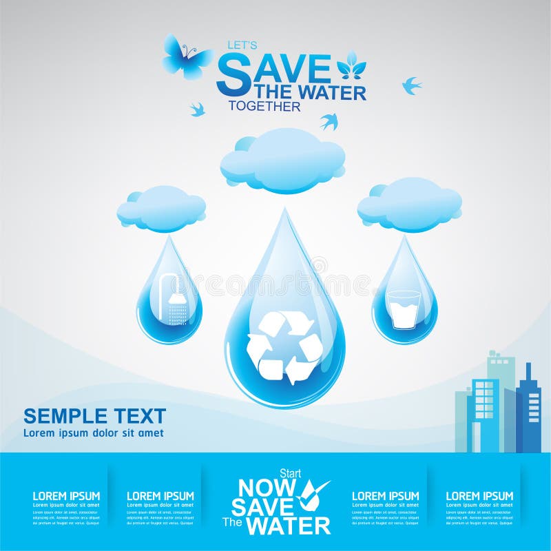 Save the Water Concept editorial image. Illustration of vector - 62180455