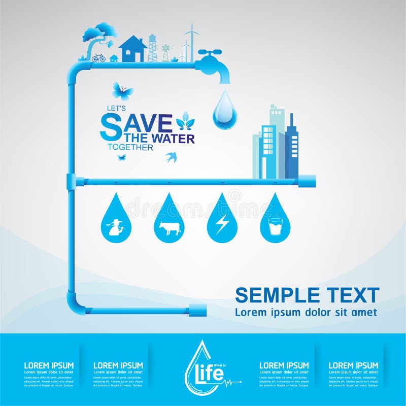 Save the Water Concept stock vector. Illustration of care - 62180462