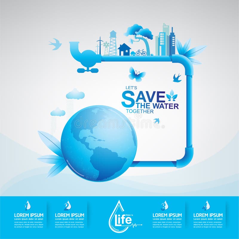 Save the Water Concept stock vector. Illustration of earth - 62180485