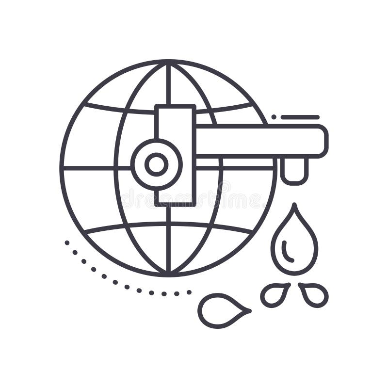 Save Water Concept Icon, Linear Isolated Illustration, Thin Line Vector ...
