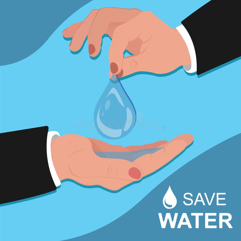 Save Water Concept, Template, Banner, Vector Illustration, Flat Design ...