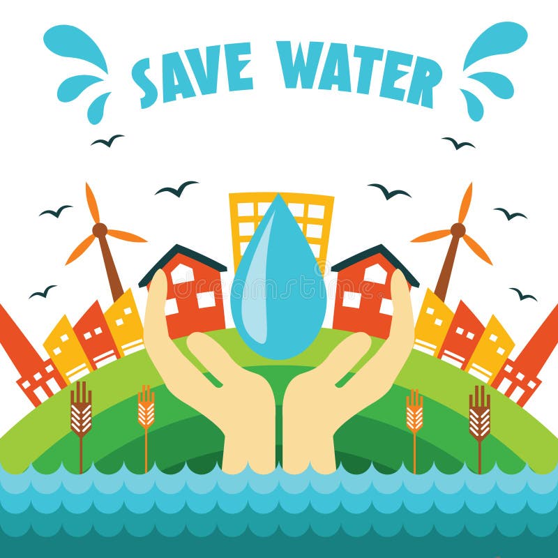 Save Water Concept. Vector Illustration Decorative Design Stock Vector ...