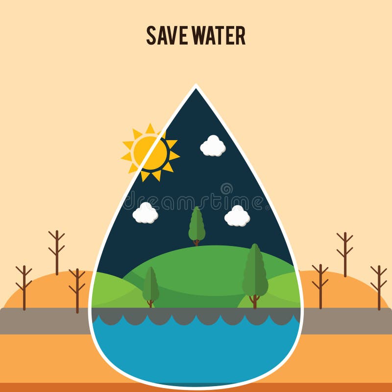 Save Water Concept. Vector Illustration Decorative Design Stock Vector ...