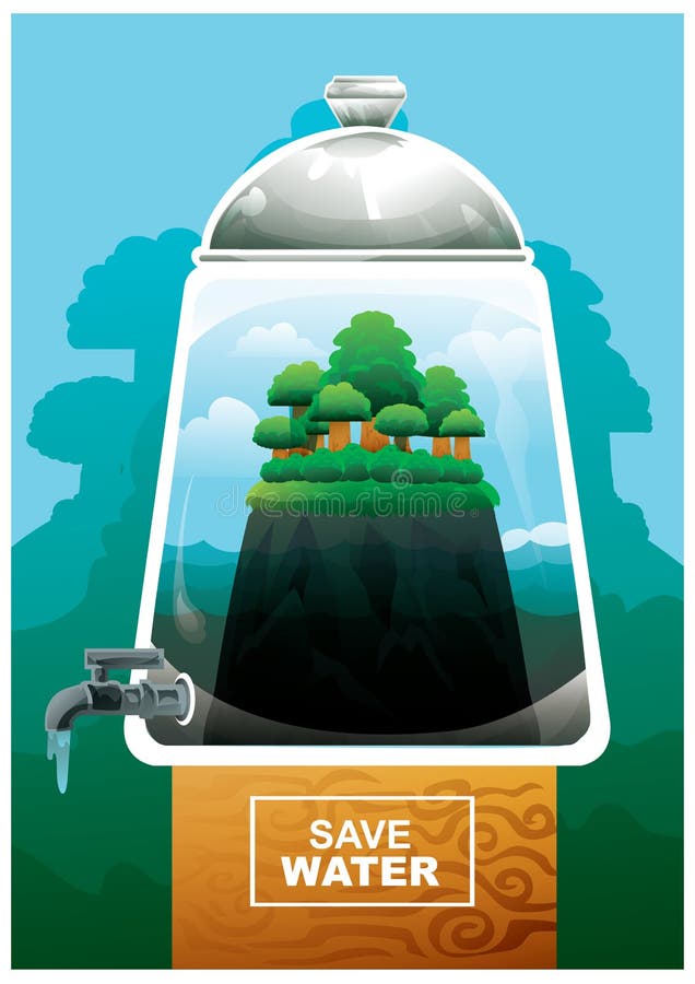 Save Water Concept. Vector Illustration Decorative Design Stock ...