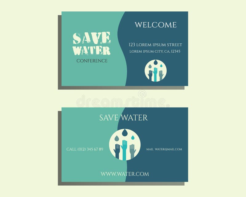 Save Water Conference Visiting Card Template with Stock Vector ...