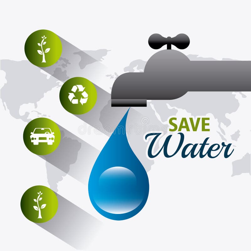 Save water ecology stock vector. Illustration of design - 60870361
