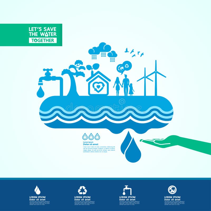Save the Water for Green Ecology World Vector Illustration. Stock ...