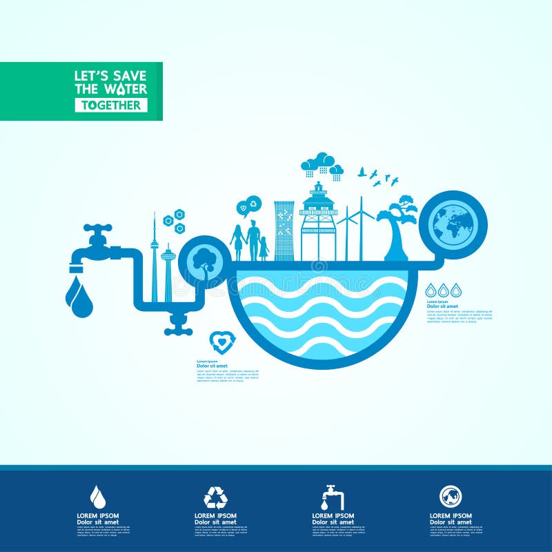 Save the Water for Green Ecology World Vector Illustration. Stock ...
