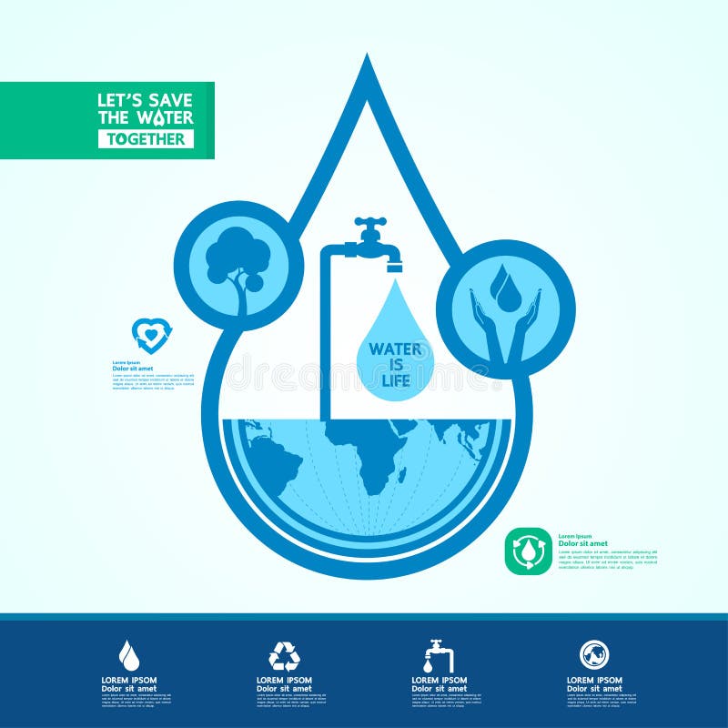 Save the Water for Green Ecology World Vector Illustration. Stock ...