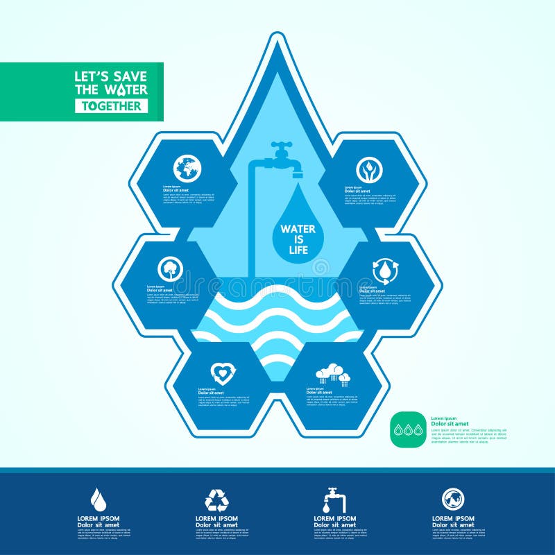 Save The Water For Green Ecology World Vector Illustration. Stock ...