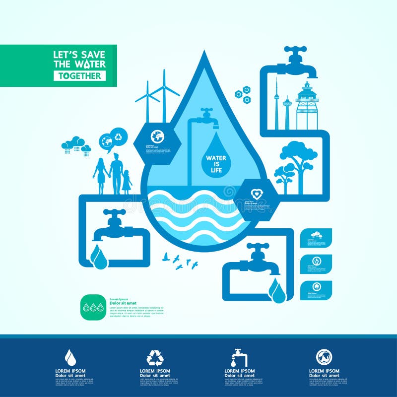 Save the Water for Green Ecology World Vector Illustration. Stock ...