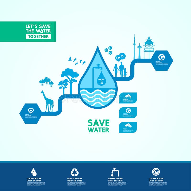 Save the Water for Green Ecology World Vector Illustration. Stock ...