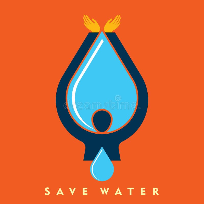 Save water with hands stock vector. Illustration of hand - 43004988